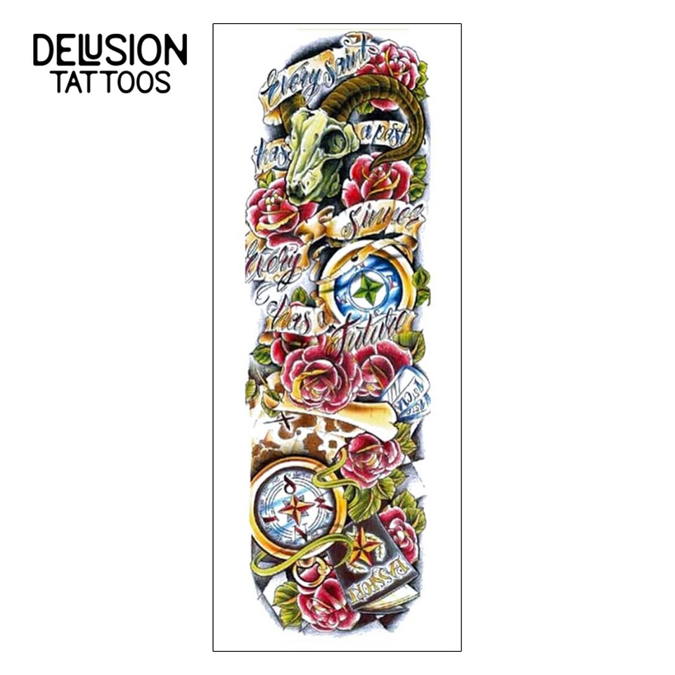 Temporary Tattoo Sleeve Full Arm Waterproof Tattoo Transfers Body Art ...
