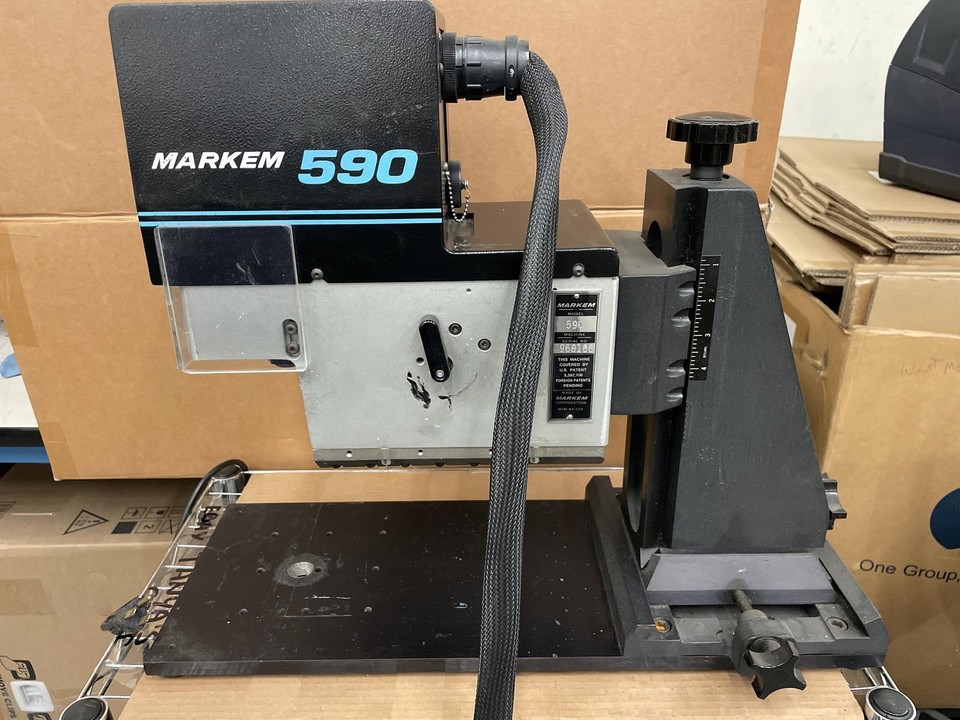 MARKEM 590 PAD PRINTER MARKING MACHINE W/ CONTROLLER, FOOT SWITCH ...
