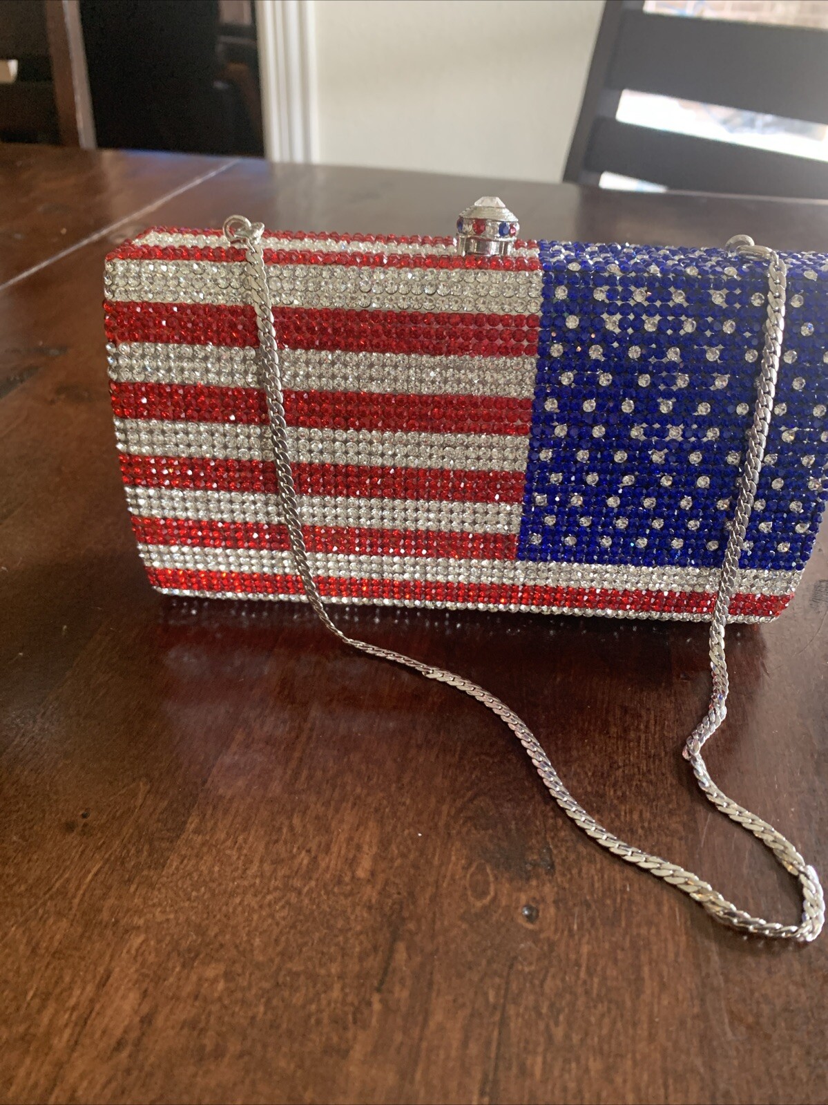 American Flag Sparkling Patriotic Rhinestone Clutch - Gem
