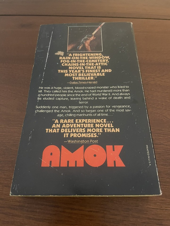 Amok by George Fox 1978 Fawcett Crest Vintage Thriller Paperback ...