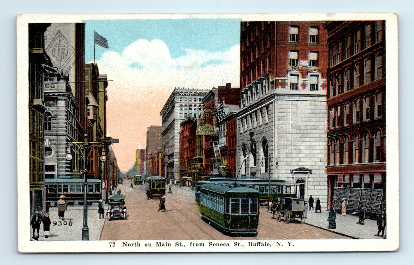 c1920 Buffalo, NY Postcard - North on MAIN STREET, from Seneca Street ...