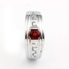 925 Silver Men Ring 5mm Natural Red Garnet Teeth Design Band January ...