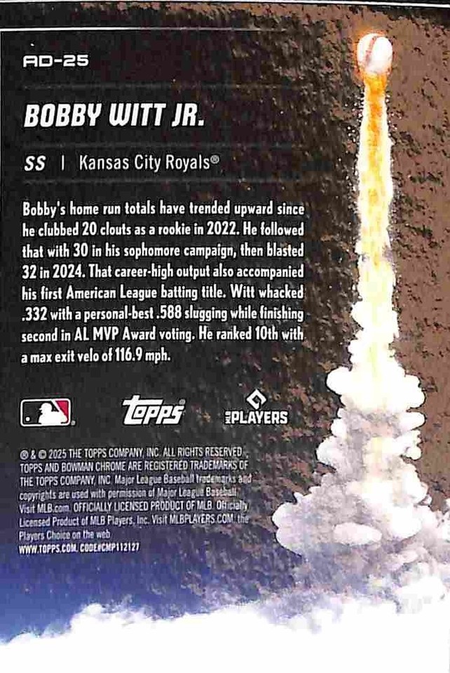 2025 Bowman Chrome ADIOS! - Bobby Witt Jr. #AD-25 Royals | eBay UK