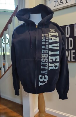 Xavier University Zip Up Hooded Sweatshirt Jacket Size M Blue Awesome ...