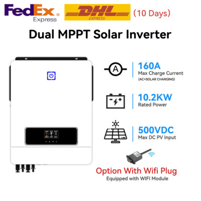10.2KW Solar Hybrid Inverter On/Off grid DC48V/240V PV Max 500V Built ...