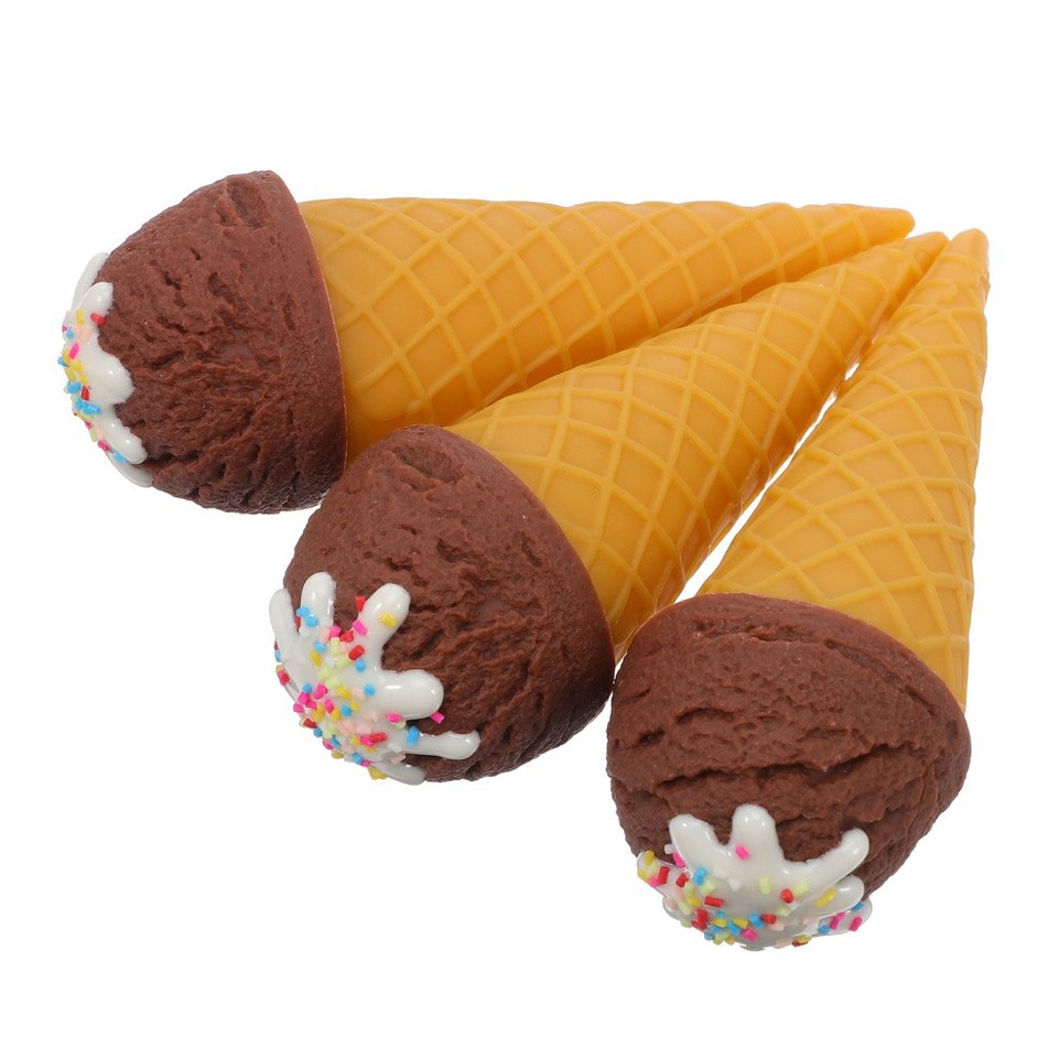 3pcs Fake Ice Cream Cone: Realistic Faux Dessert Prop - Artificial Ice ...