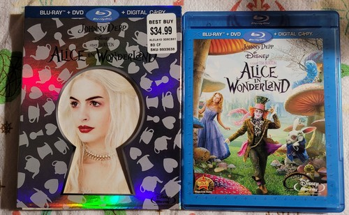 2010 Disney Blu-Ray/DVD: Alice in Wonderland w/ slipcover and character ...