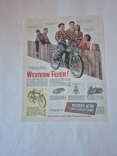 Vintage Western Flyer Bicycle Magazine Ad Sold By Western Auto Childern ...