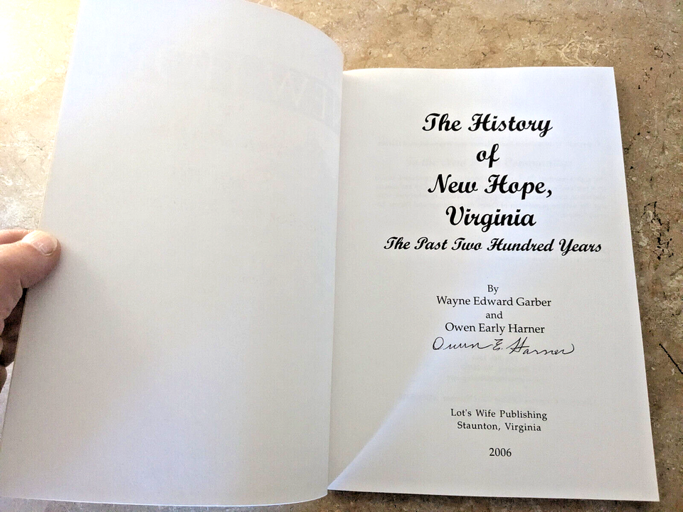 SIGNED-- History of New Hope, Virginia : The Past Two Hundred by Harner ...