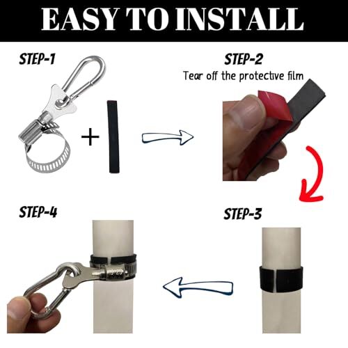 Whip Flag Clips with Carabiner Clamp, Flag Clips for Outside, Stainless ...