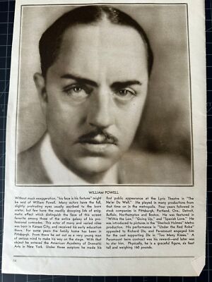 Rare Vintage 1930 William Powell Portrait - Vintage Hollywood Actor | eBay