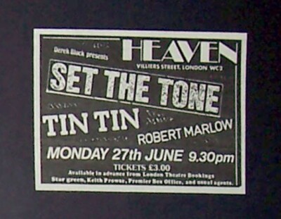 Set The Tone Tin Tin Robert Marlow 1983 Mini Poster Type Concert Ad, Advert | eBay