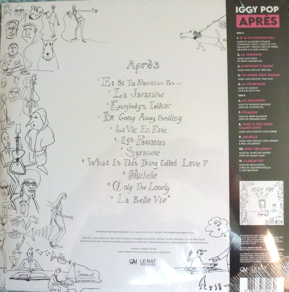 IGGY POP LP - Apres PINK VINYL BLACK FRIDAY RECORD STORE DAY RSD 2022 ...