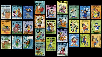 WALT DISNEY Stamp Collection x 29 MIcky & Minnie Mouse, Donald Duck ...