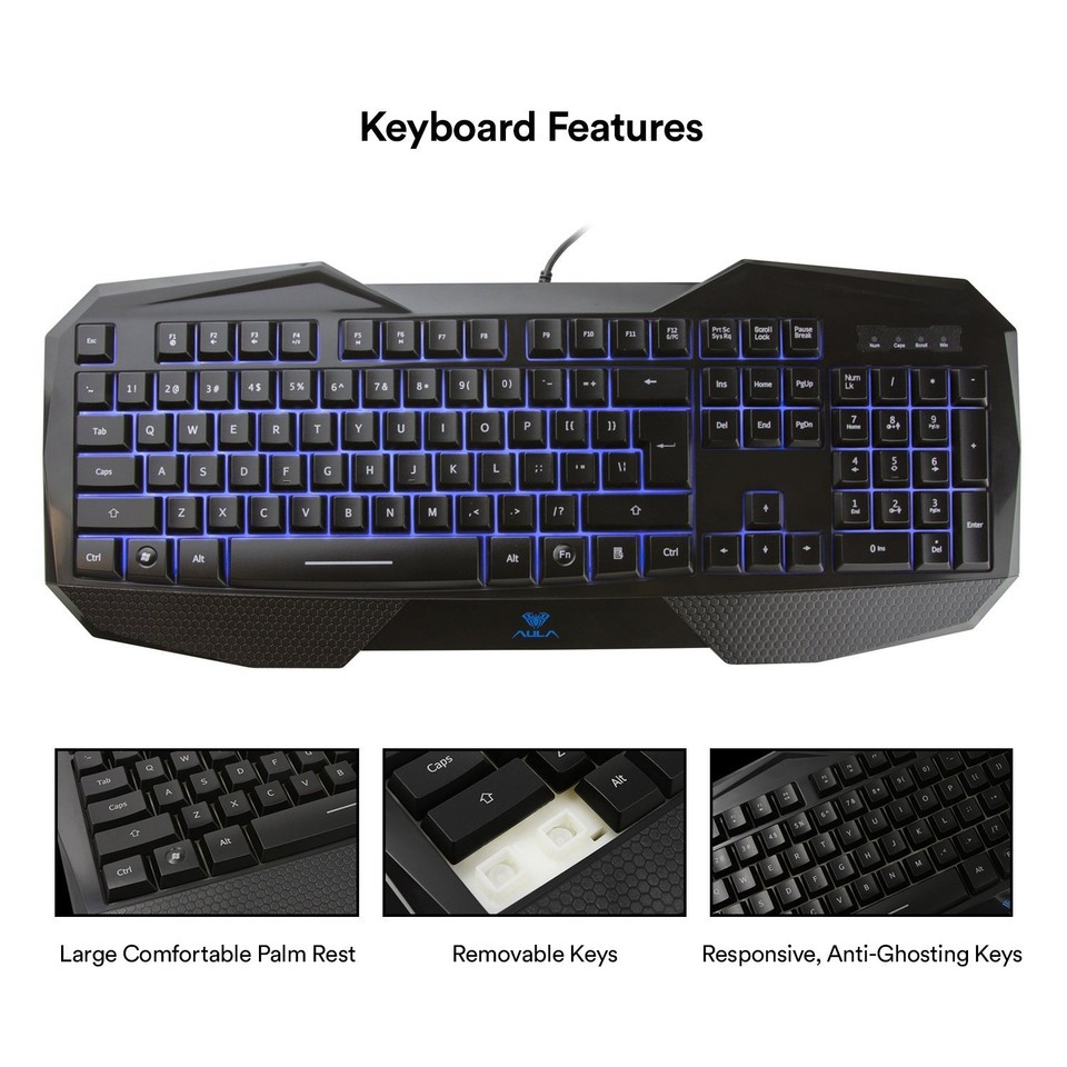 Beastron Backlit Gaming Keyboard and Mouse Combo with Adjustable DPI ...