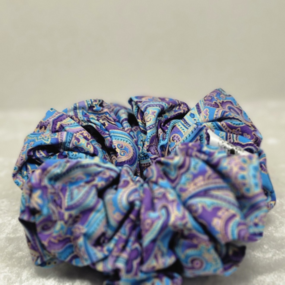 Sale Handmade Girl/Women Princess Scrunchie, Purple Paisley Mix, Ruffle ...