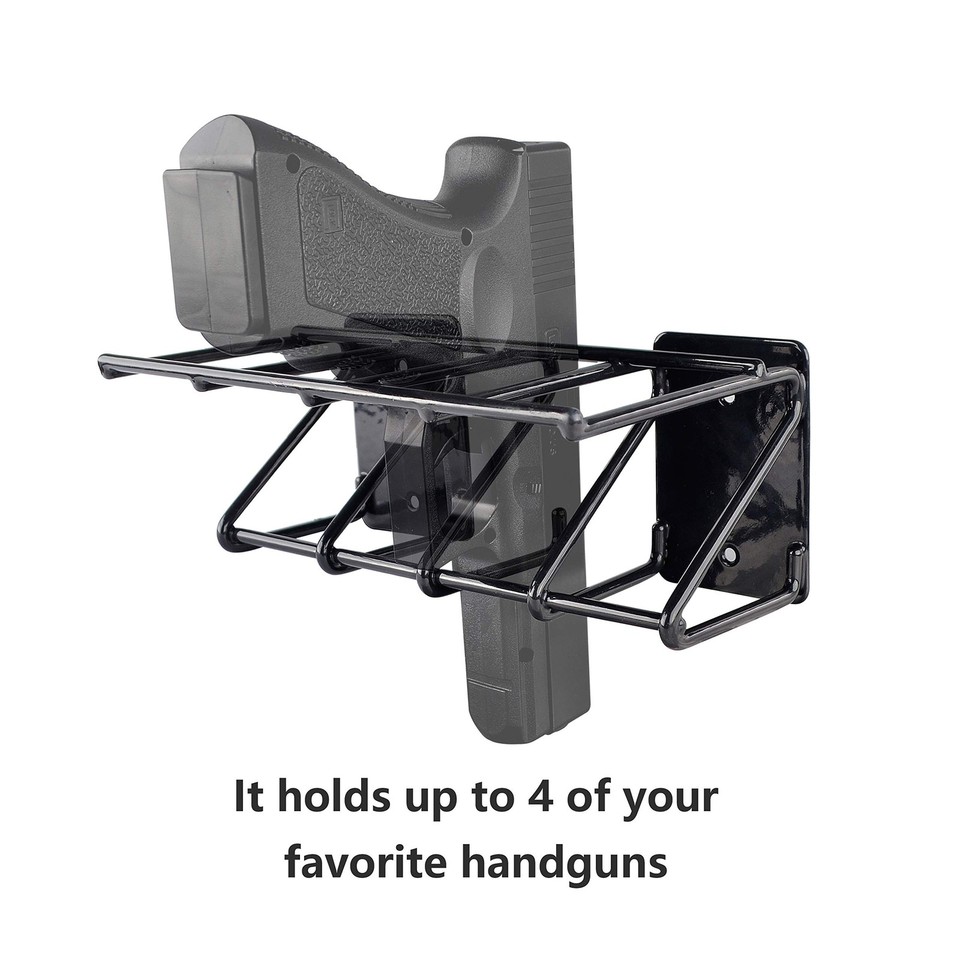 4 Slots Gun Rack Wall Mount, Pistol Rack Fits Most Size Pistols, Gun ...