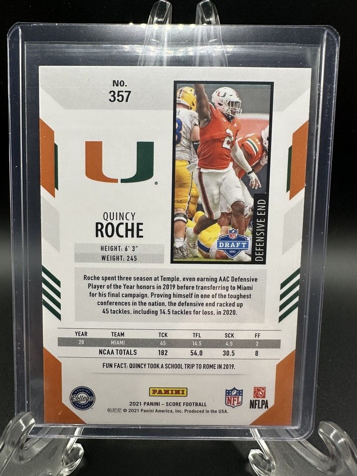 2021 Panini Score Purple Parallel RC QUINCY ROCHE Card # 357 | eBay