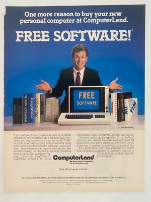 ComputerLand Free Software Vintage 1985 Print Ad | eBay