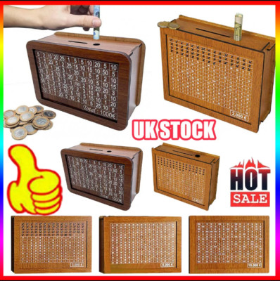 Wooden Piggy Bank Cash Box Money Bank With Counter Money Saving ...