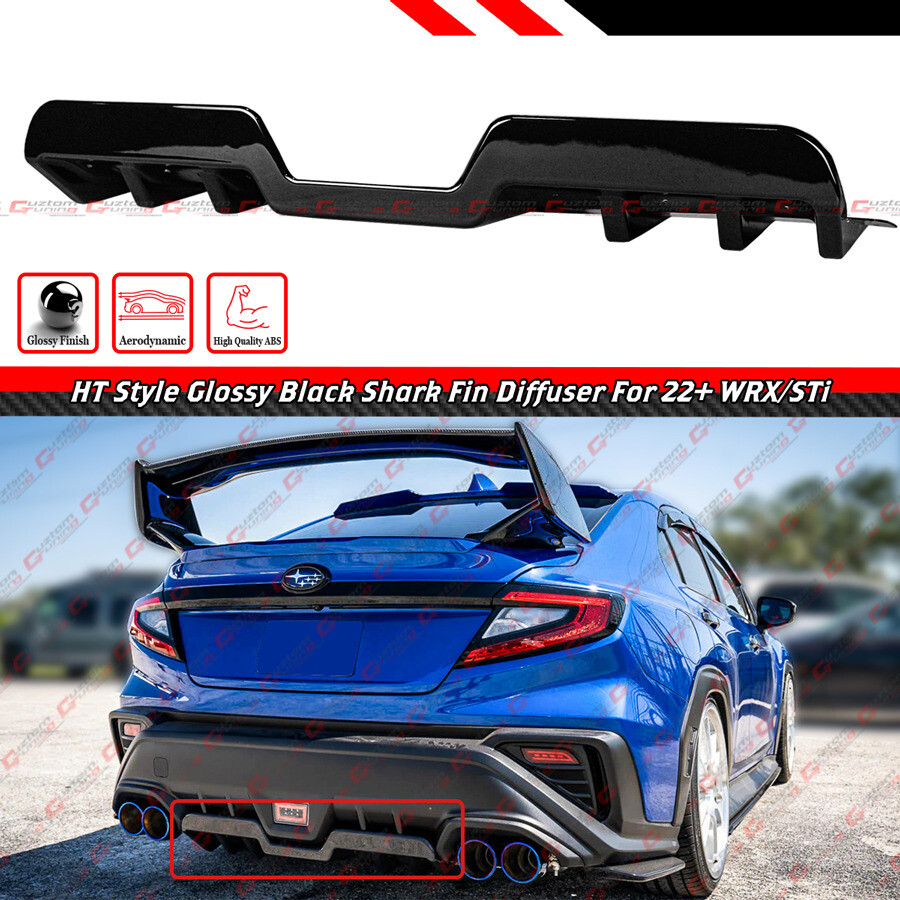 For 22-25 Subaru WRX VB JDM HT Style Gloss Black Shark Fin Rear Bumper ...