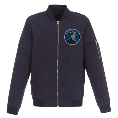 NBA Minnesota Timberwolves JH Design Lightweight Nylon Bomber Jacket ...