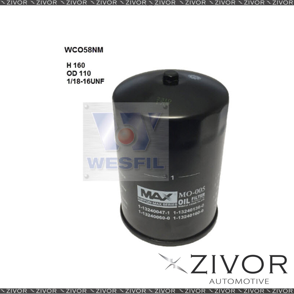New NIPPON MAX Oil Filter For Isuzu GVR23 9.8L TD 04/99-2003 - WCO58NM ...