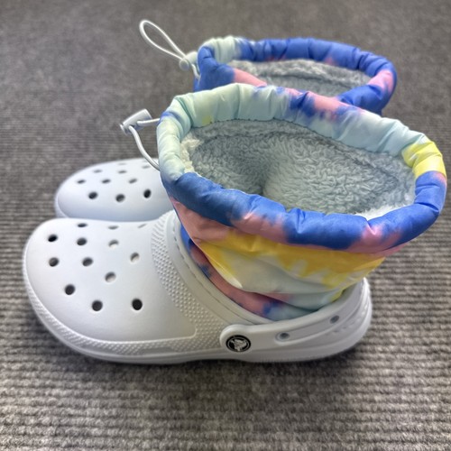 Crocs Unisex Classic Lined Neo Puff Fuzzy Winter Boots Snow,_Pastel Tie ...