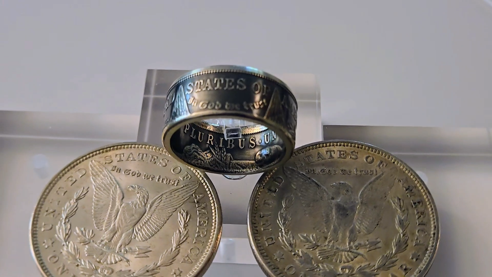 Morgan Silver Dollar Coin Ring .900 Coin Silver You Pick Sz. 8-13 Biker ...