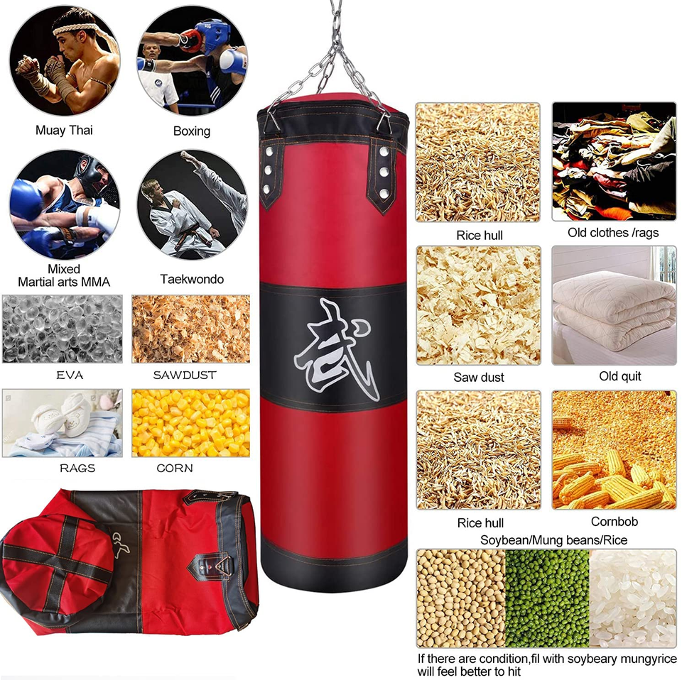 Heavy Boxing Hanging Punching Bag Full set for Adults & Youth martial ...