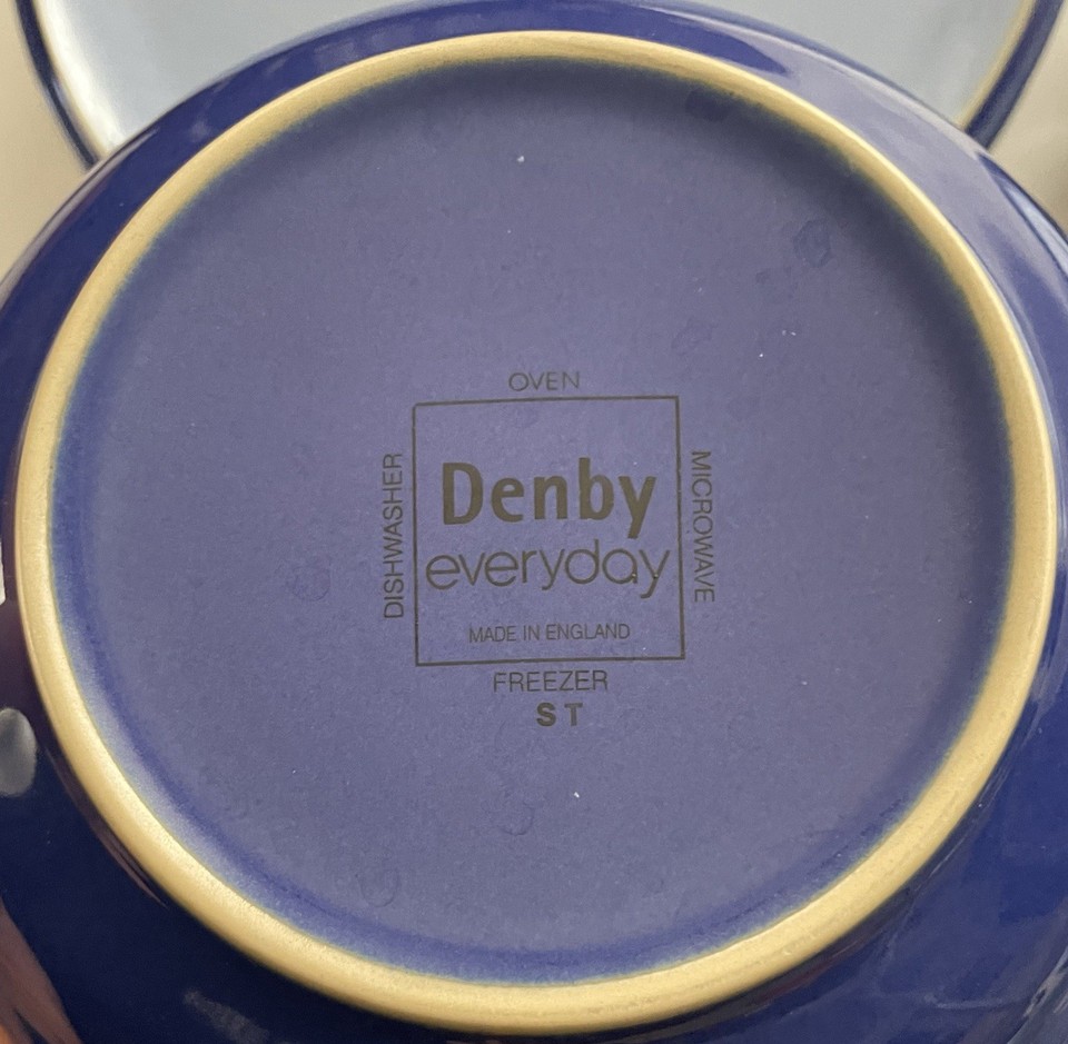 24 pc Set DENBY Everyday Blueberry Blue 6 Dinner Plates 6 Salad 6 Mugs ...