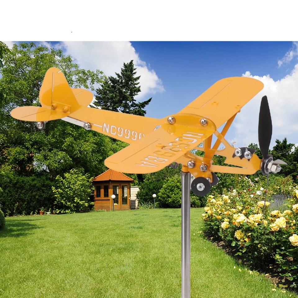Piper J3 Cub Airplane Windmill 3D Metal Airplane Windmill Outdoor Roof ...