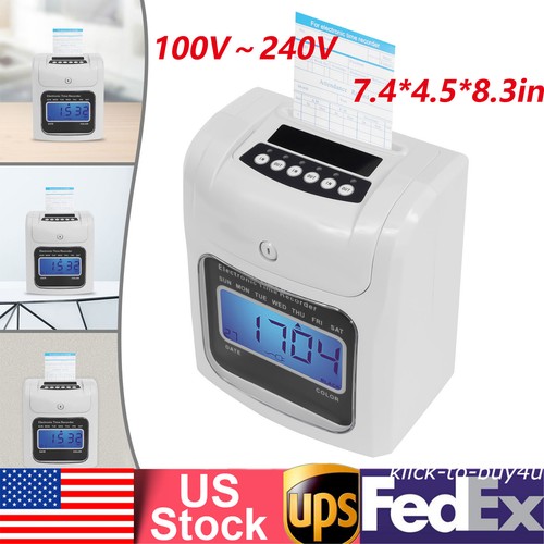 Employee Attendance Punch Time Clock Payroll Recorder LCD Display w/ 50 ...