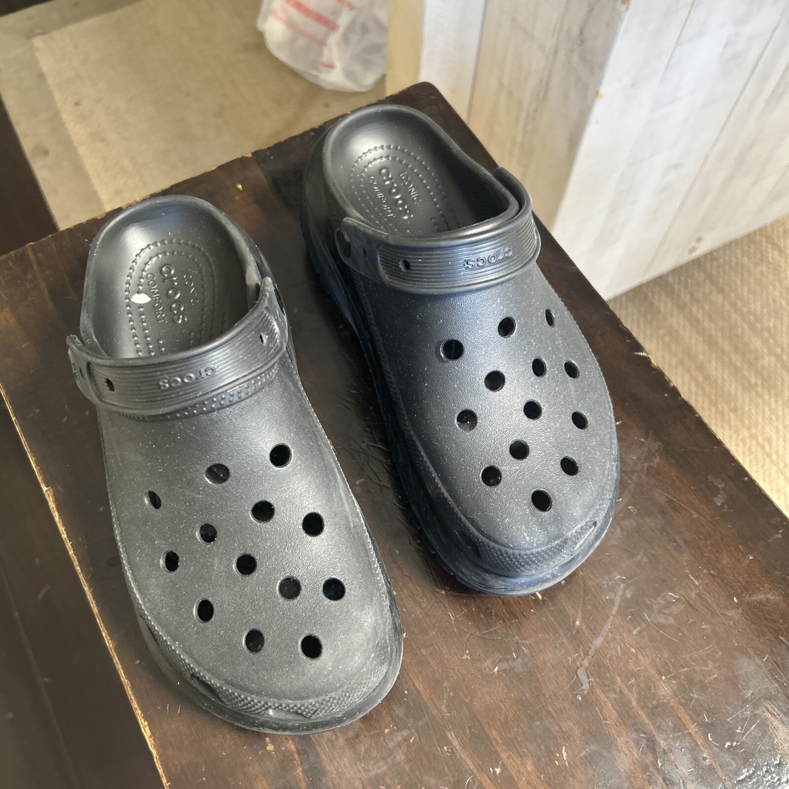 Crocs Iconic Comfort Classic Clogs Black Platform Sz… - Gem