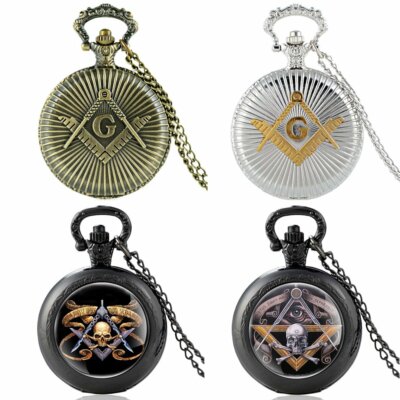 Vintage Freemason Quartz Antique Masonic Pocket Watch Chain Necklace ...