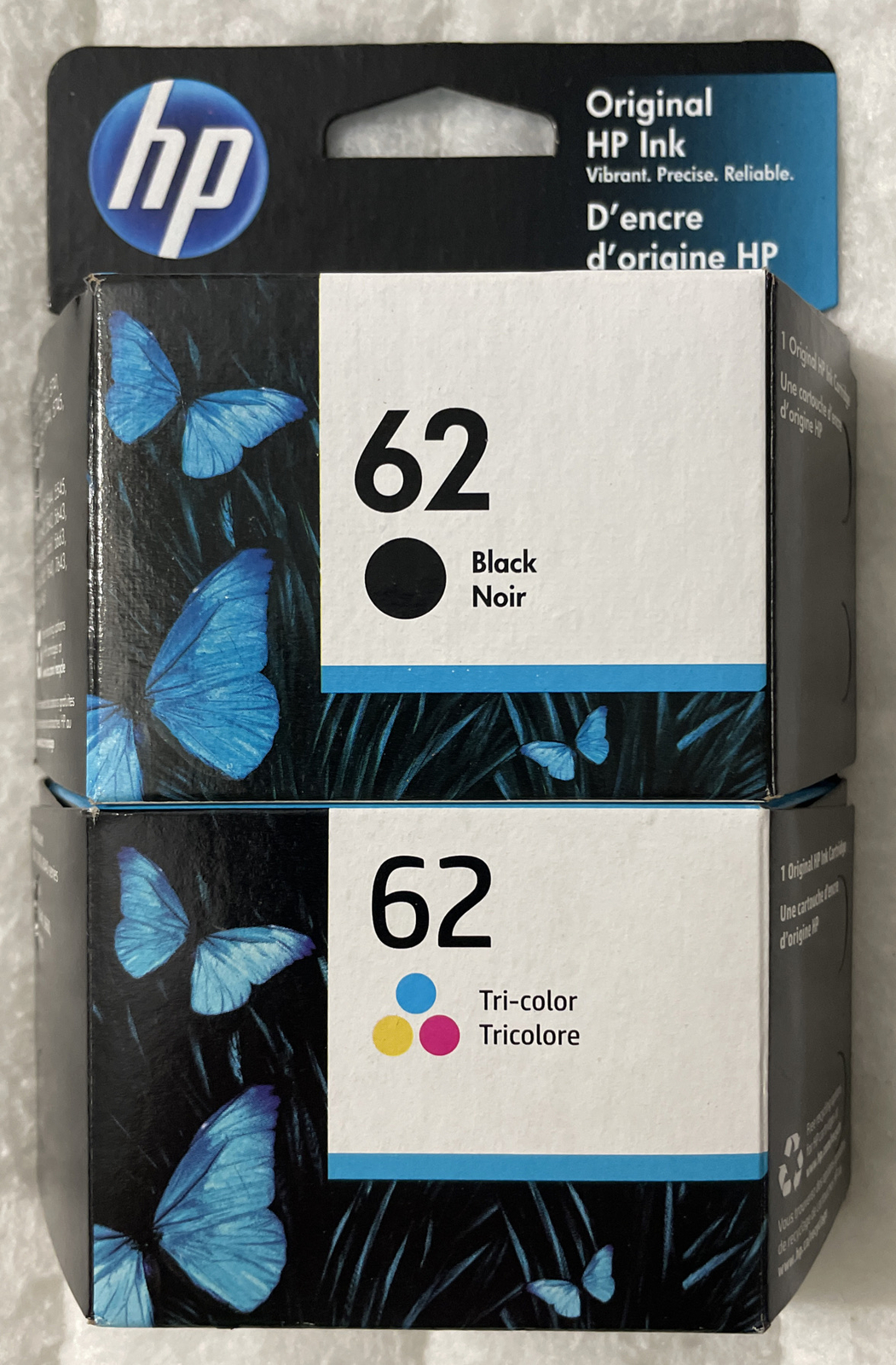 HP 62 Black Tri-Color Ink Cartridge N9H64FN C2P04AN C2P06AN Exp 2026 ...