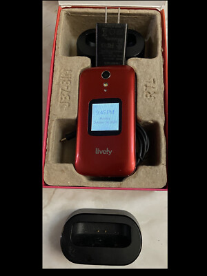 Jitterbug Flip2, flip phone, used, Red, in original box, 2 charging ...