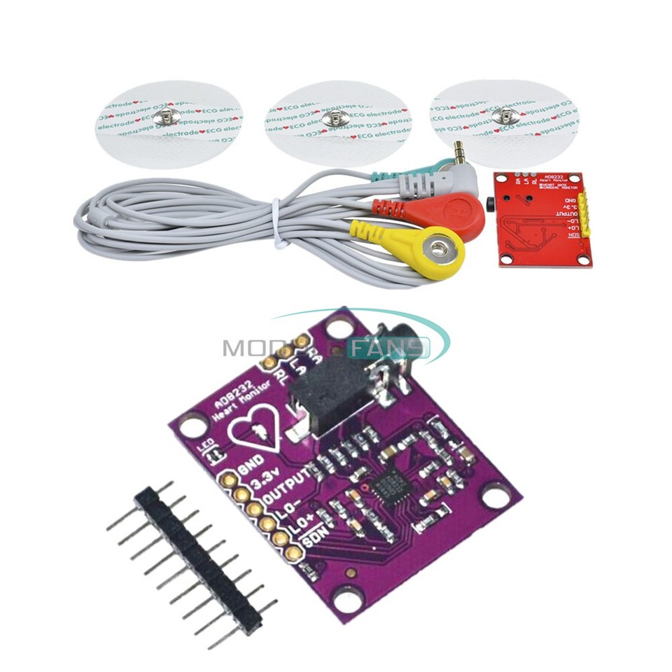 AD8232 Single Lead Double Poles Pulse Heart Rate Monitor ECG Sensor Kit ...