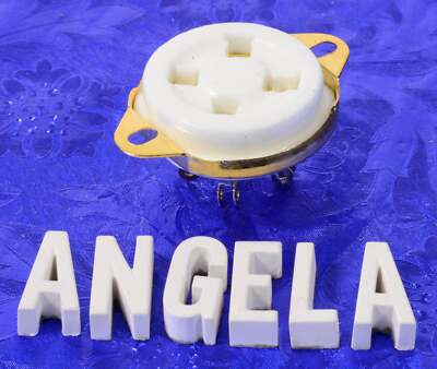 4 Pin White Ceramic And Gold Bottom Chassis Mount Socket For 300B, 2A3 ...