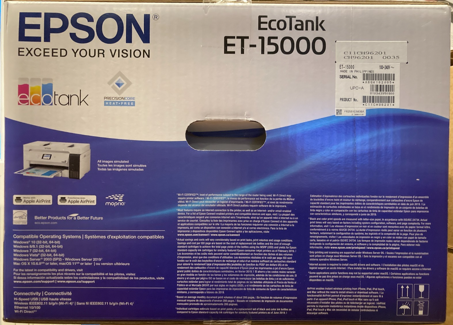 Epson EcoTank ET-15000 Wireless Color All-In-One Inkjet Printer | eBay