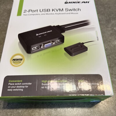 IOGEAR GCS22U 2-Port USB KVM Switch Two Computers One Monitor Keyboard ...