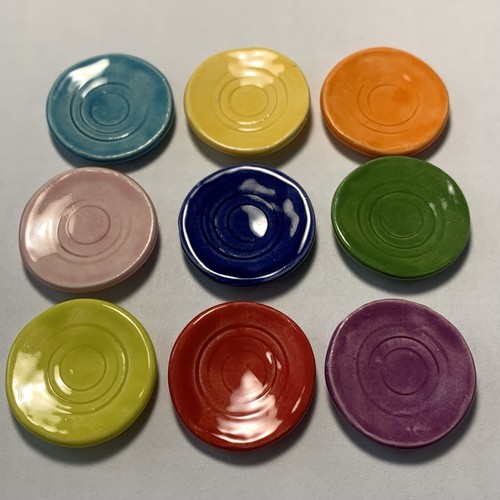 1:12 scale miniature stoneware dinner plates fiesta like colors ...