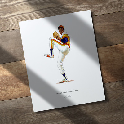 J.R. Richard Houston Astros Baseball 8x10 Print Poster Art Illustrated ...