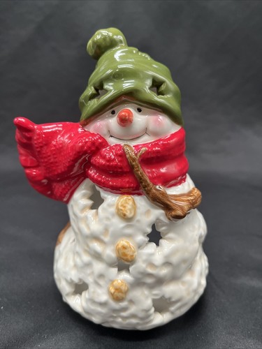 HALLMARK JAN KARON CERAMIC MITFORD SNOWMAN TEA LIGHT HOLDER 5 ½” | eBay