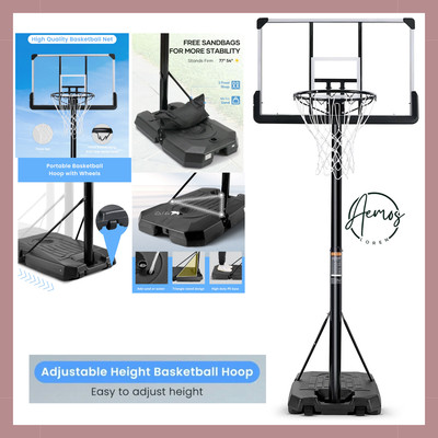 Portable Basketball Hoop Goal Basketball Hoop System Height Adjustable ...