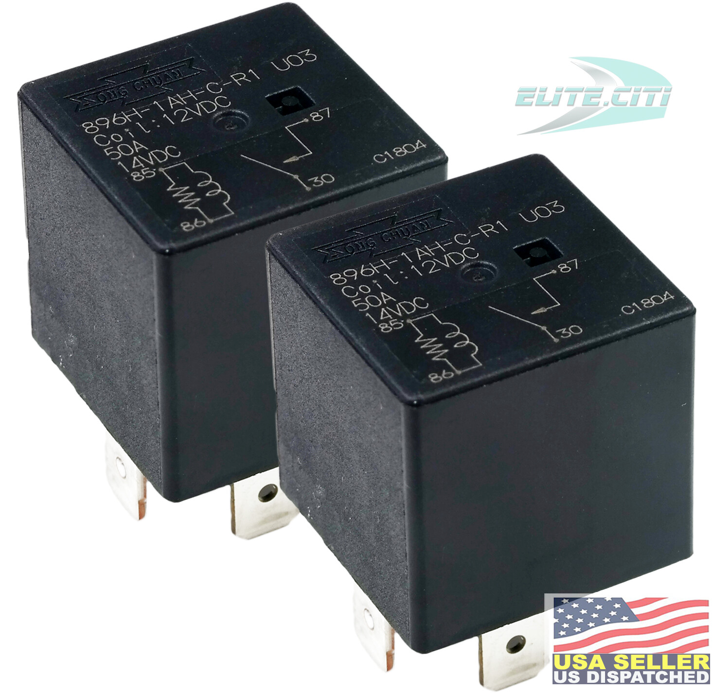 (Pack of 2) Song Chuan 896H-1AH-C-R1-U03 SPST 50A 12VDC Mini High Power ...