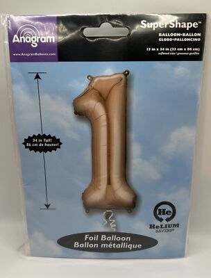 Rose Gold Number 1 Balloon 13”x34" Foil Party Decoration | eBay