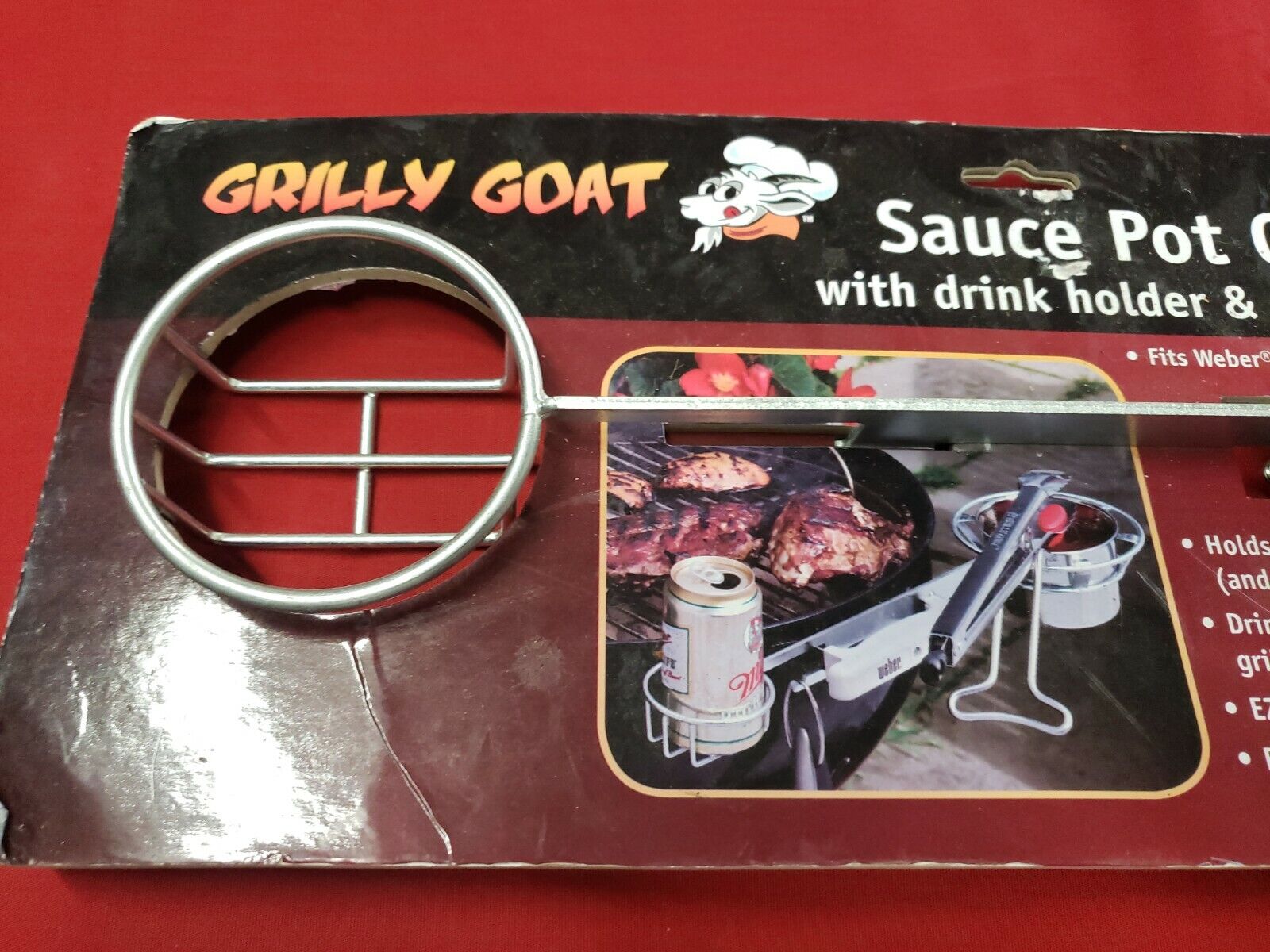 Grilly Goat Sauce Pot Caddy Drink Holder & Utensil Hook - Fits Weber ...