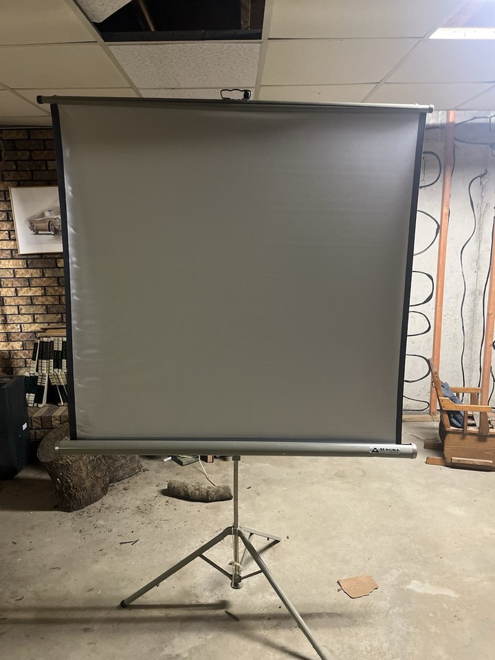 Aurora Regal Projector Screen 37" W X 39" H Tripod Stand Retractable ...