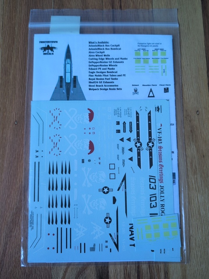Fightertown Decals 1/48 Jolly Rogers VF-103 F-14 Tomcat Seasons ...